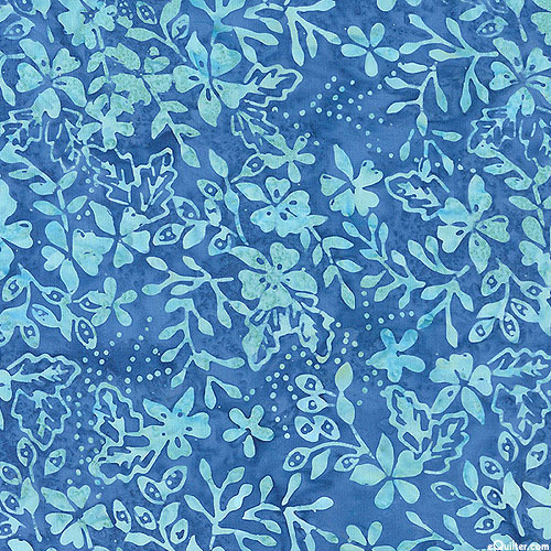Benartex Fabrics Bali Palettes Caribbean - Floral Sprigs Batik - Navy Blue