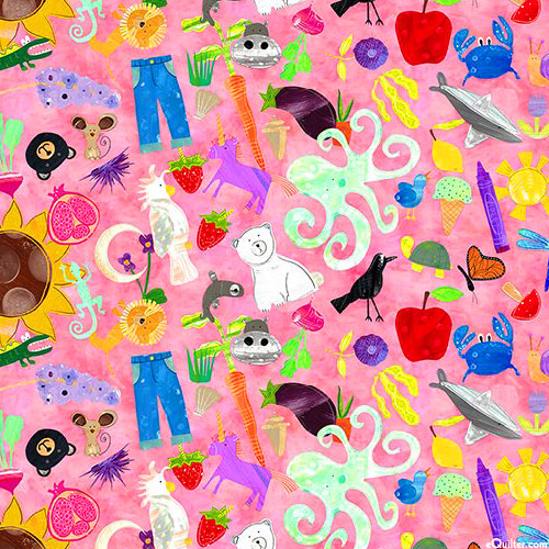 In The Beginning Fabrics ABC's of Color - Colorful World - Raspberry Pink