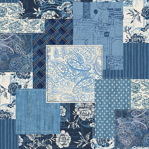 Michael Miller Fabrics True Blue - Denim Patchwork - Steel Blue