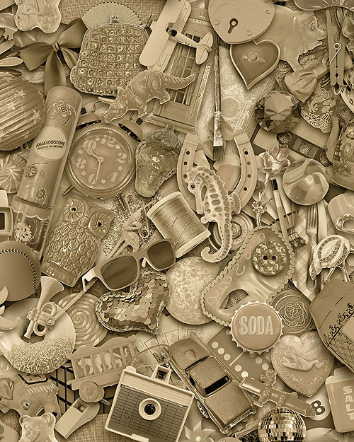 Michael Miller Fabrics Living Color - Kitschy Spread - Oak Brown