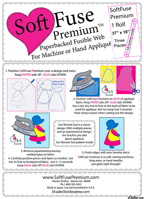 eQuilter Soft Fuse - Paperbacked Double-Sided Fusible Web - 3 Pc Roll