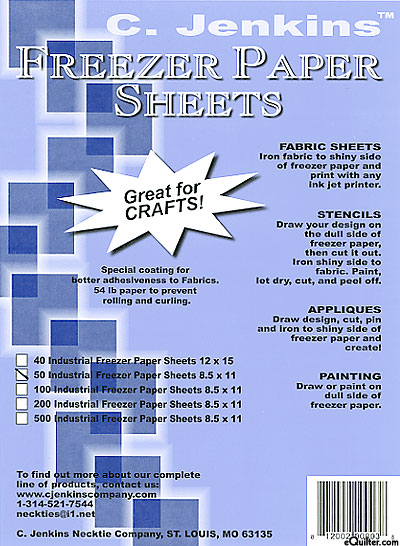 eQuilter C. Jenkins Freezer Paper Sheets - 50 Pack
