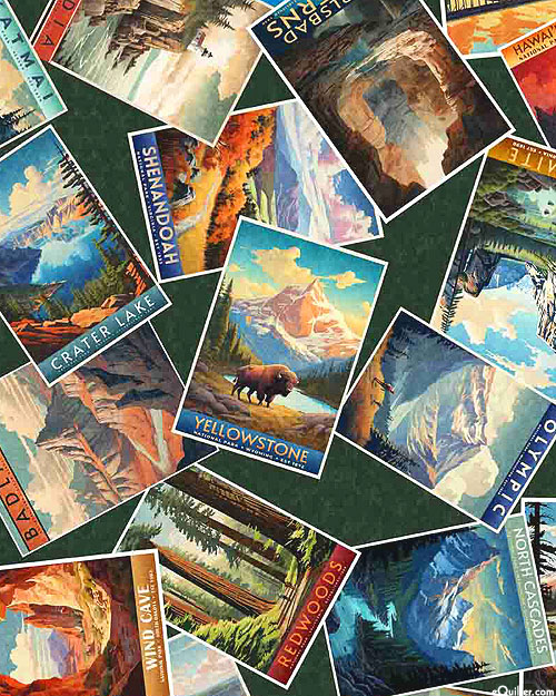 Quilting Treasures On The Road Again - National Park Postcard - Evergreen